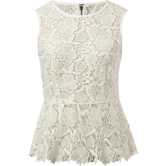 CAbi | Tops | Cabi White Floral Lace Shell Back Zipper Closure | Poshmark